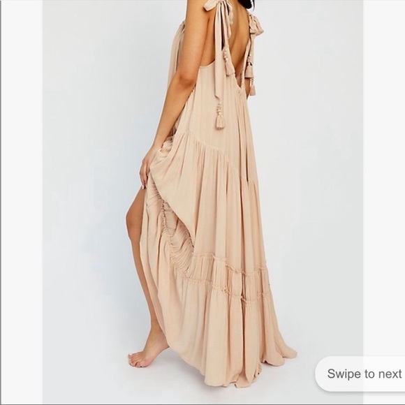 Free People | Dresses | Free People Bare It All Ruffle Tassel Tie Gauzy ...